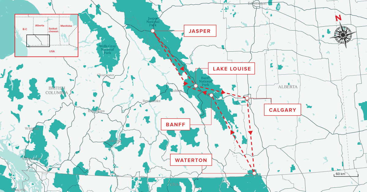 Canadian Rockies road trip - 5 best itinerary ideas with map